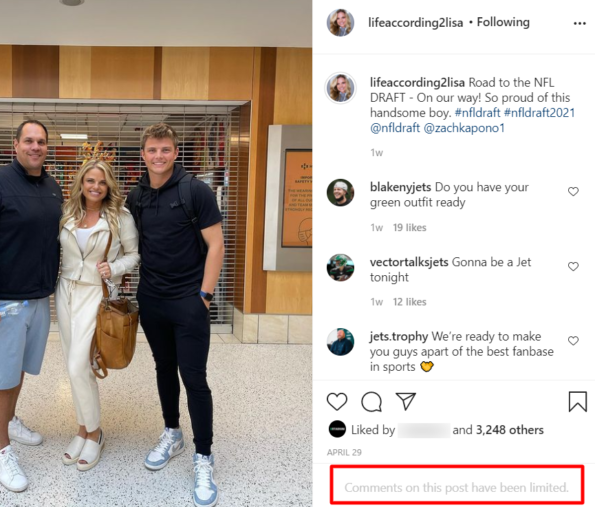 Zach Wilson’s Mom Makes Instagram Private, Limits Comments After Disney ...