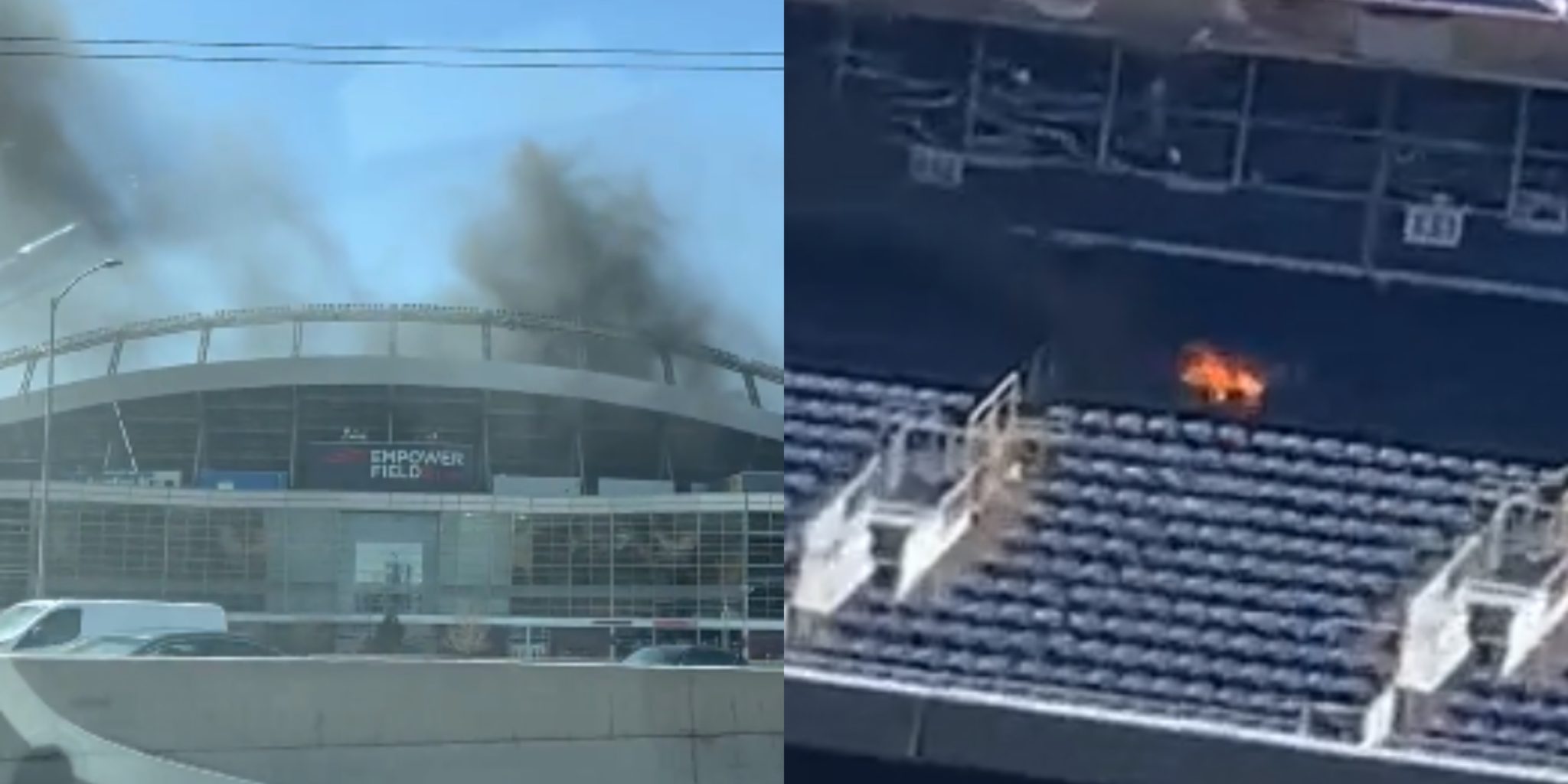 Broncos' Mile High Stadium Frighteningly Catches Fire As Heavy Smoke ...