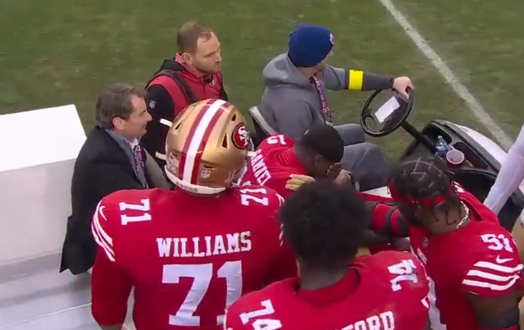 Deebo Samuel Cries On Cart After Twist of His Ankle During Game