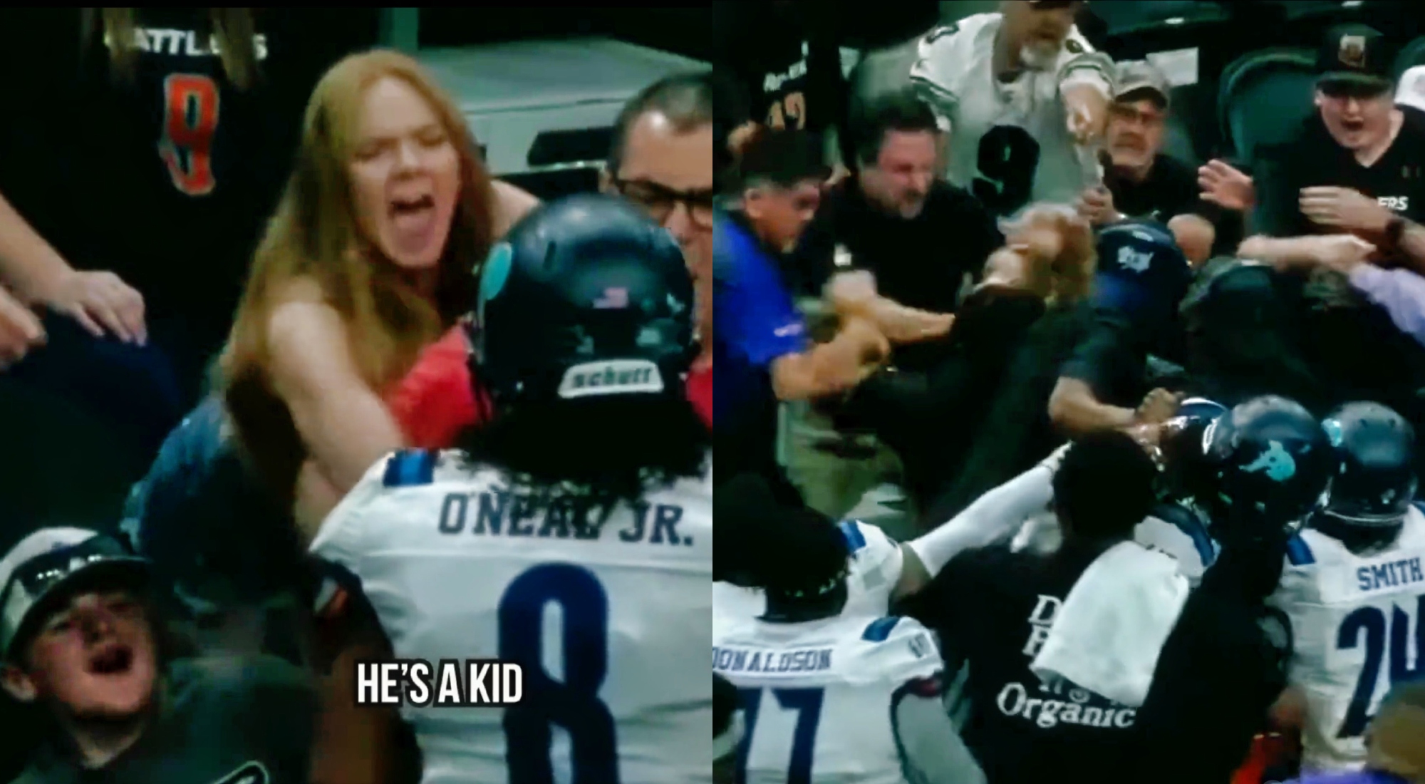 Indoor Football Player Jumps Into Stands To Fight Child (VIDEO)