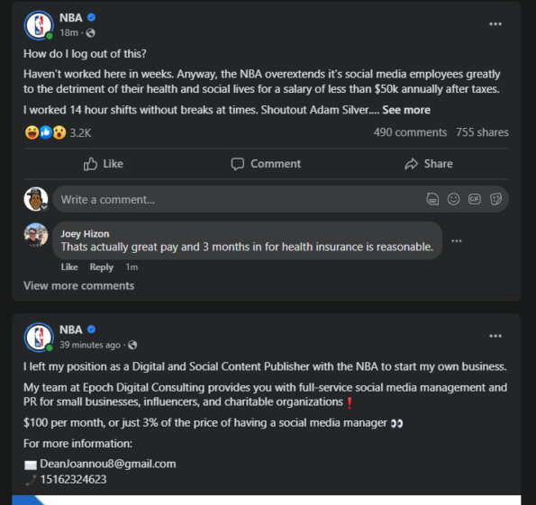 Ex-NBA Employee Logs Into NBA FB To Call Out Adam Silver