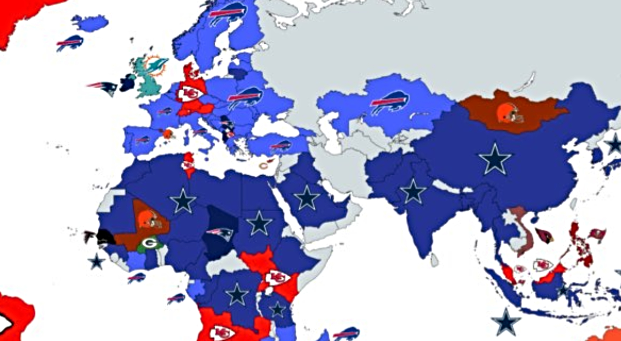 PHOTO: New Study Reveals The Most Popular NFL Team In Every Country ...