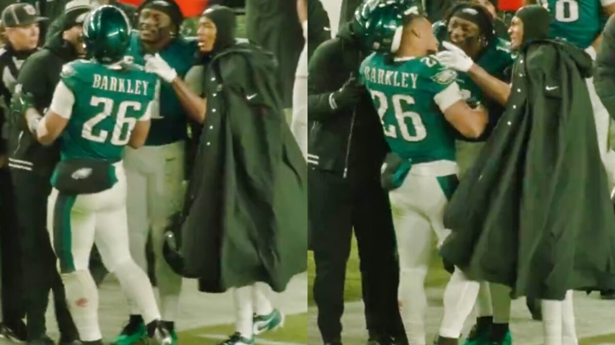 VIDEO: Hot Mic Caught DeVonta Smith Threatening To Slap Saquon Barkley ...
