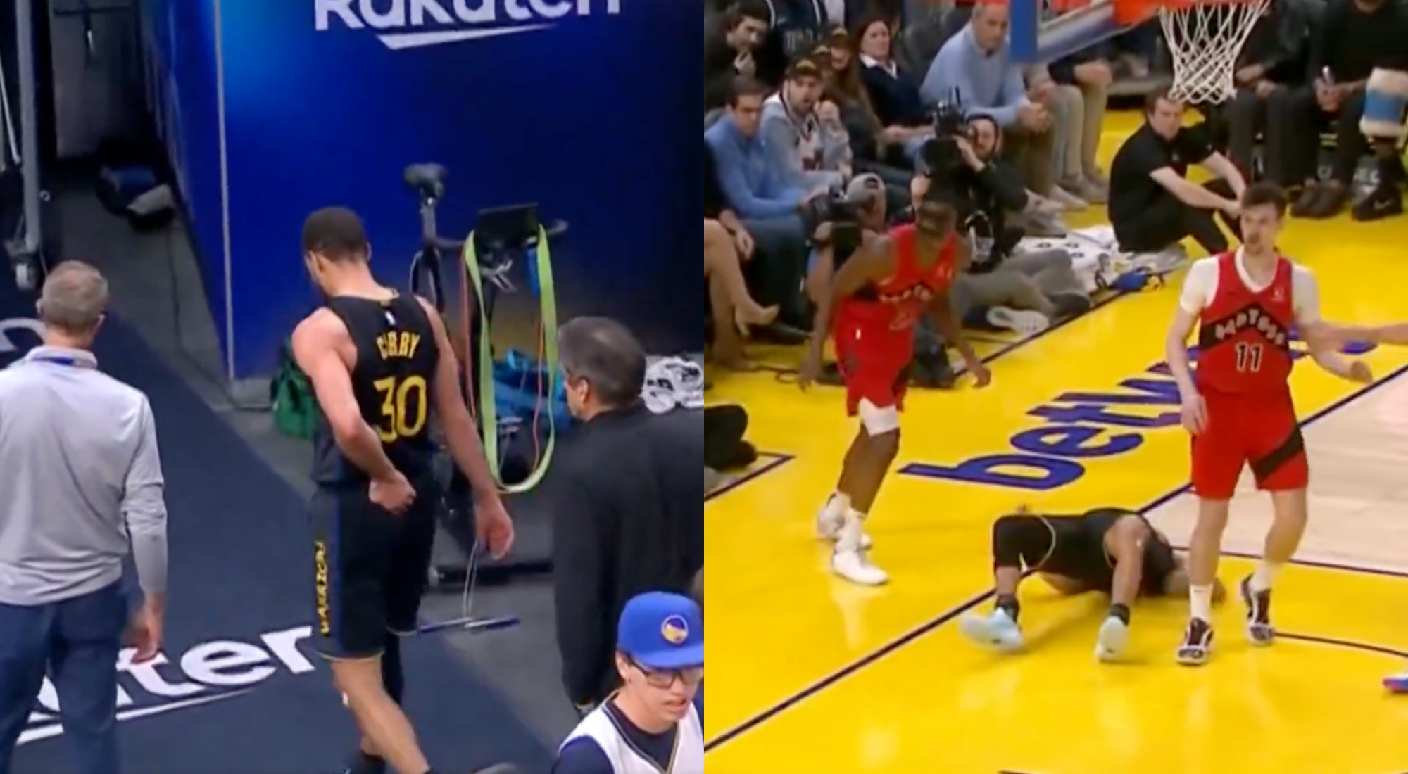 Stephen Curry Heads To Locker Room While Grabbing Tailbone After A Hard ...