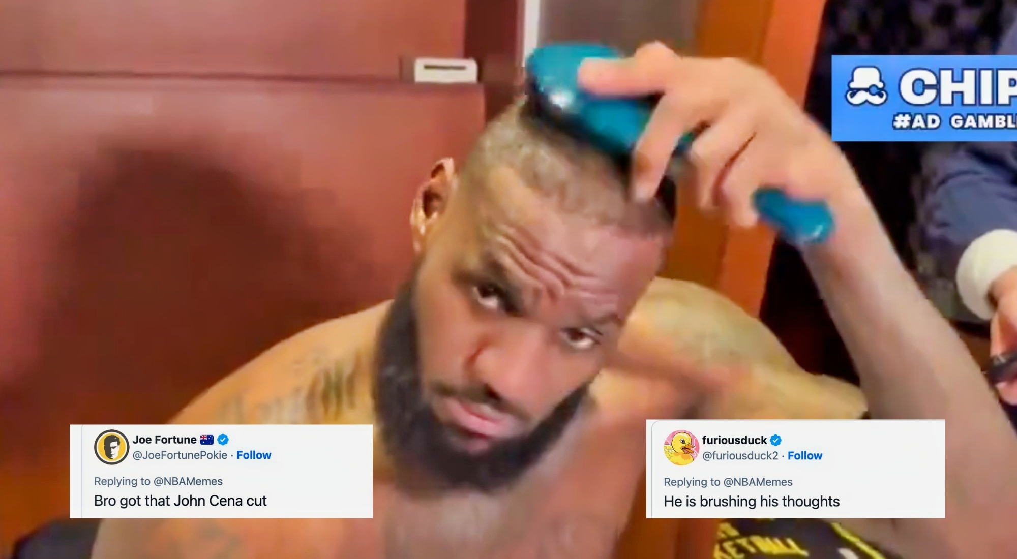 Fans Joke as LeBron James As Cam Caught Him Brushing Hairline
