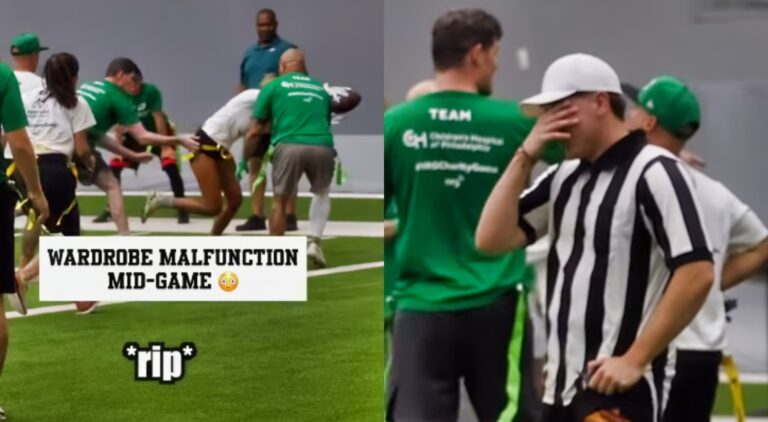 VIDEO: Female Flag Football Star Has Unfortunate Mid-Game Wardrobe ...