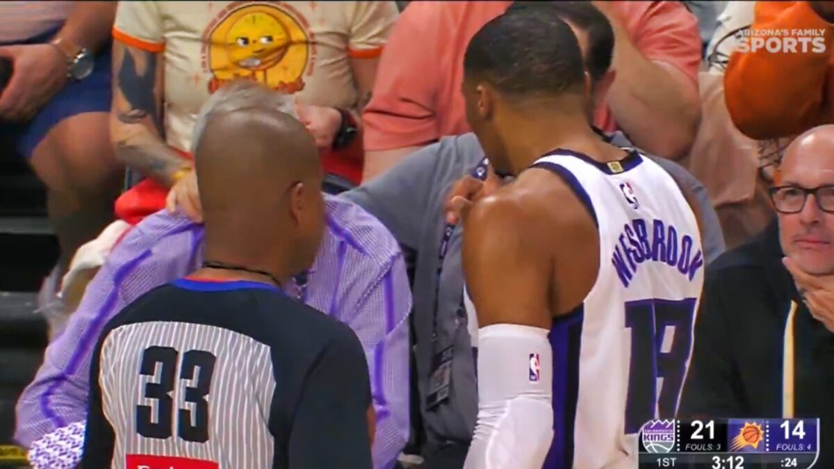 Cameras Catch Russell Westbrook Shushing Courtside Fan During Heated ...