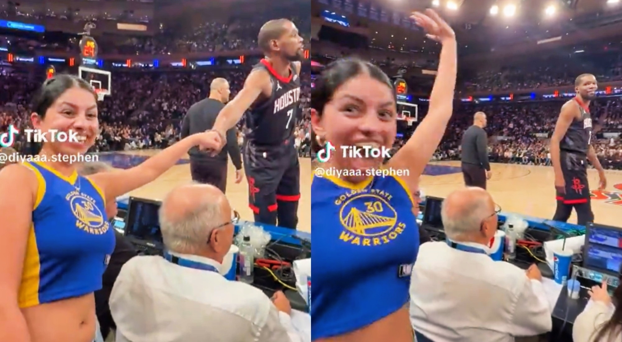 Female Warriors Fan Goes Viral After Kevin Durant’s Courtside ...