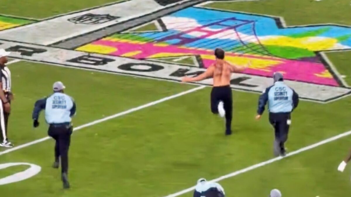Streaker Runs Onto Field At Super Bowl 60 & Gets Taken Out By Patriots ...