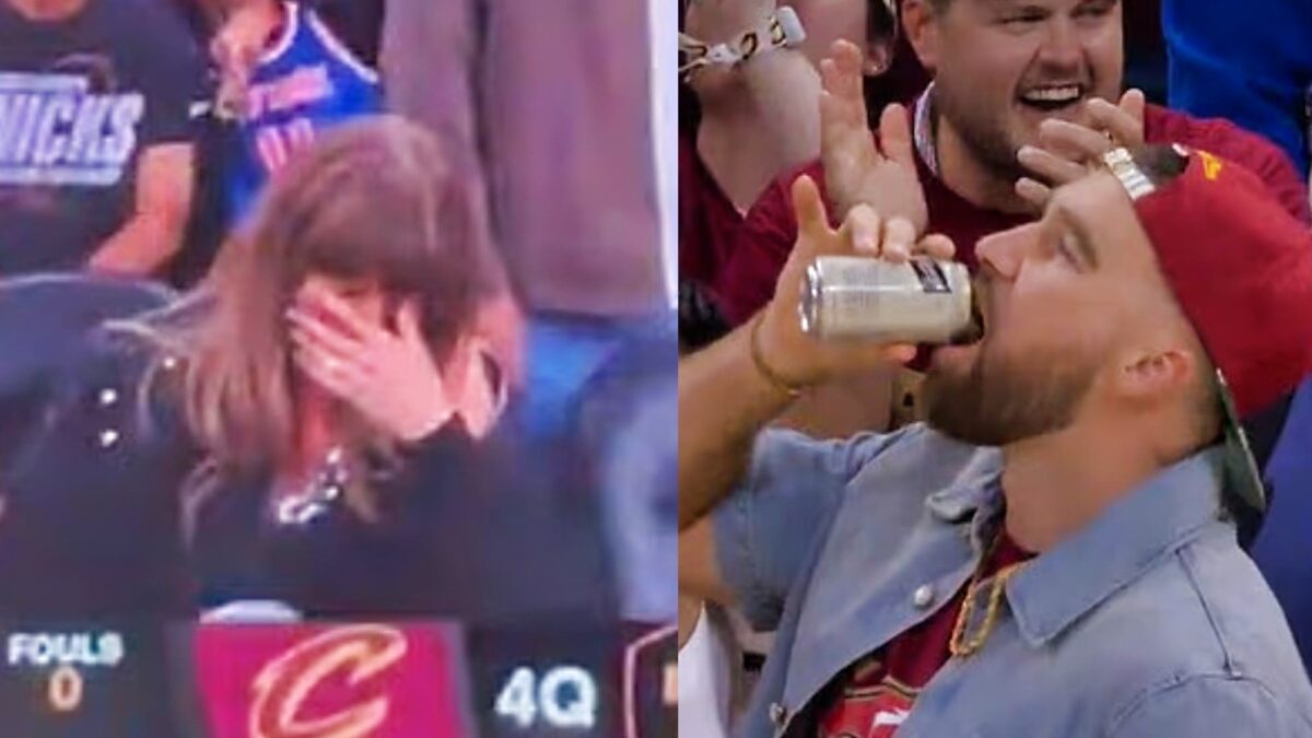 Cameras Caught Taylor Swift's Cringe Reaction To Travis Kelce’s Beer ...