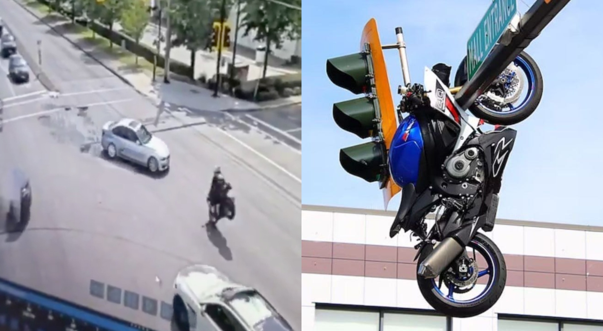 Shocking CCTV Footage Shows Exactly How Motorcycle Was Left Dangling ...