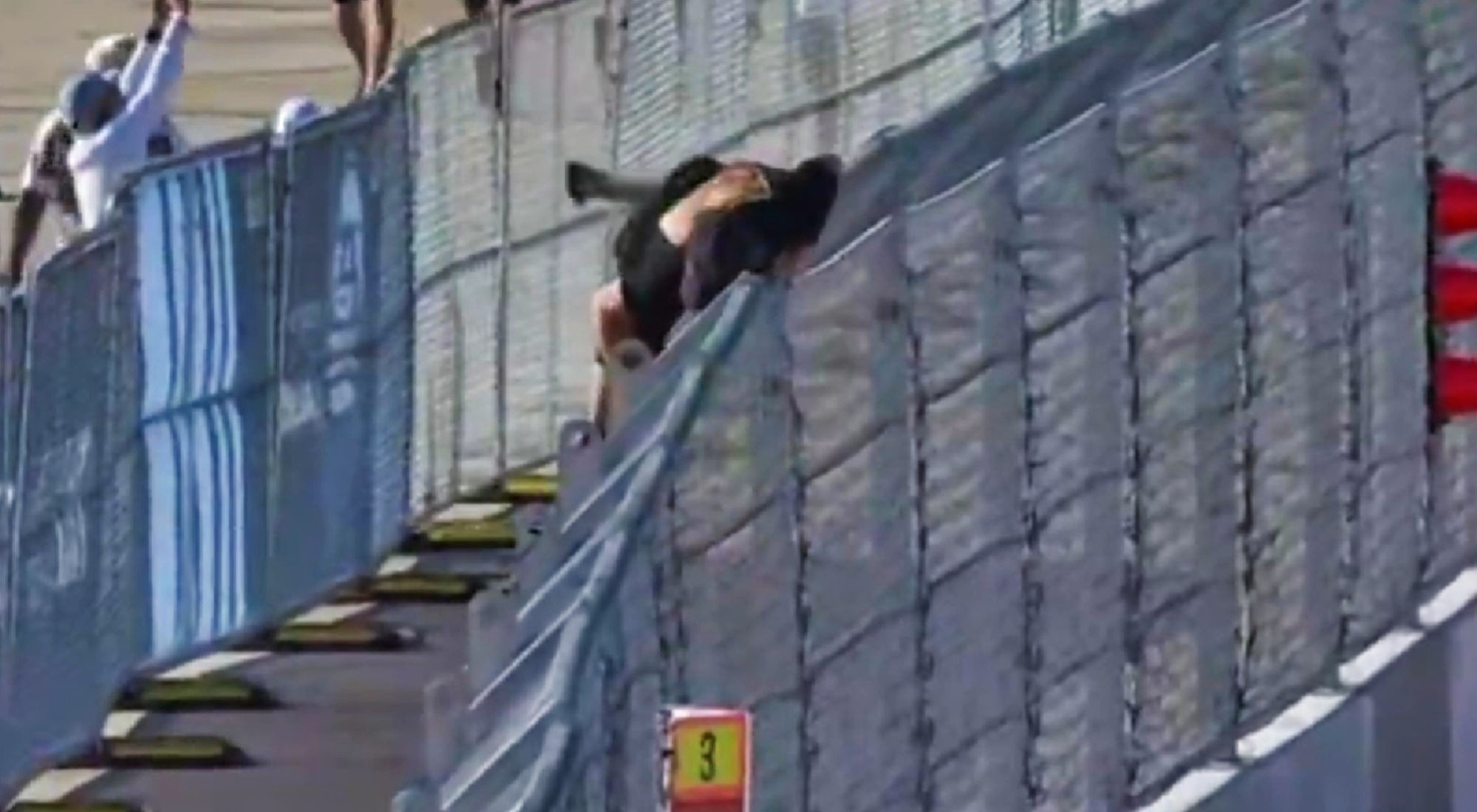 Wasted Fan In Flip-Flops Climbs Fence During NASCAR Race — Tries To Get ...