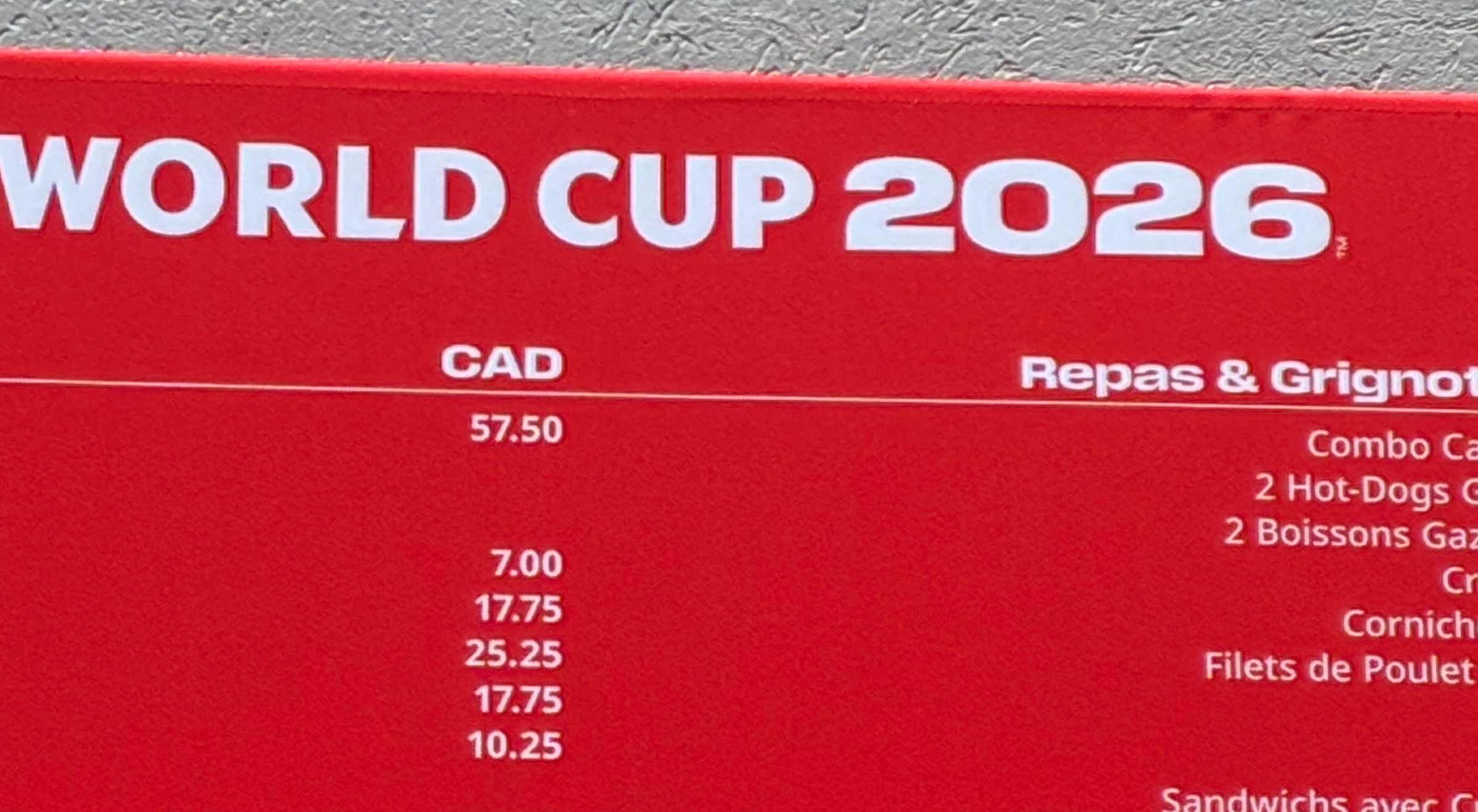 Shocking Concession Prices For World Cup Game In Canada Have Social ...