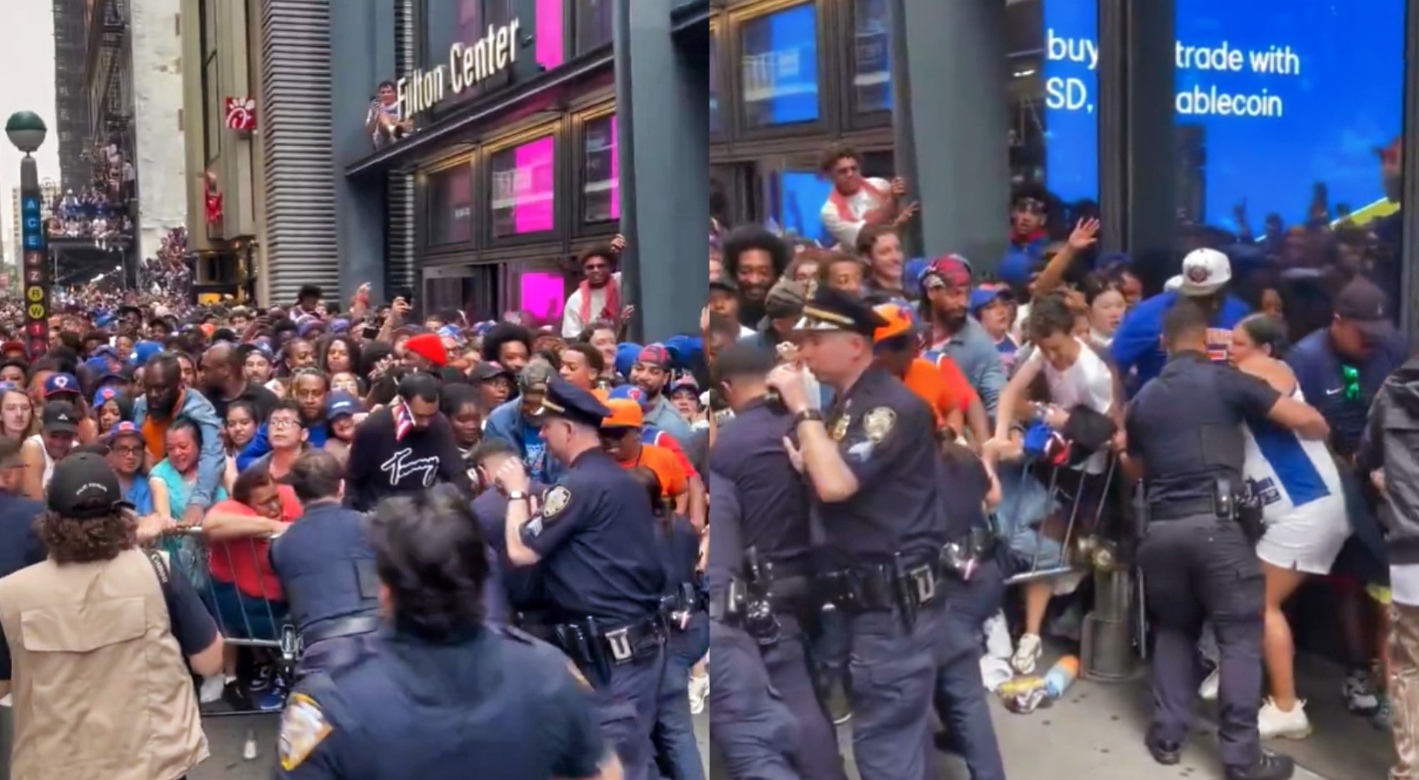 Knicks Fans Break Through Police Barricades At Parade